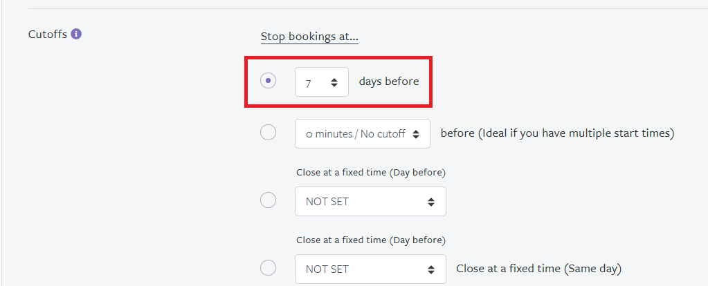 How to set up cut offs (article) – TourCMS